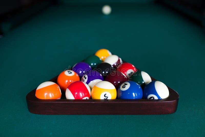Fifteen Ball On Green Billiard Table Stock Image - Image of object ...