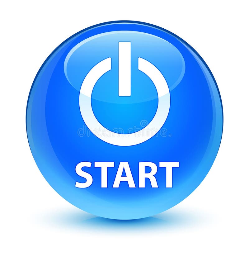 Start (power Icon) Glassy Cyan Blue Round Button Stock Illustration ...