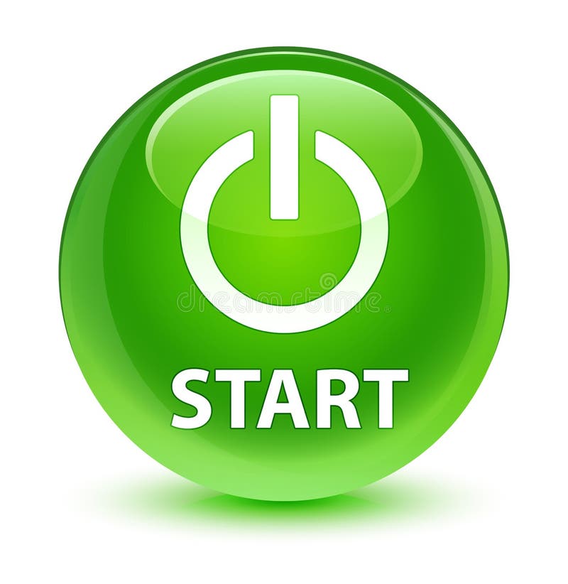 Start (power Icon) Glassy Green Round Button Stock Illustration ...