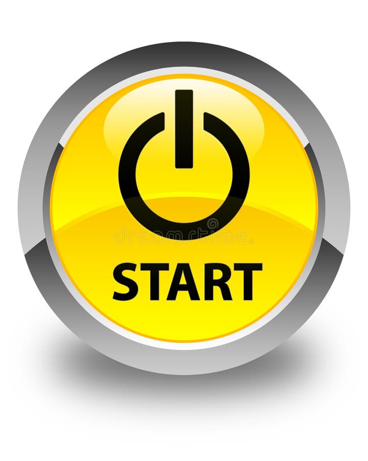 Start (power Icon) Glossy Yellow Round Button Stock Illustration ...
