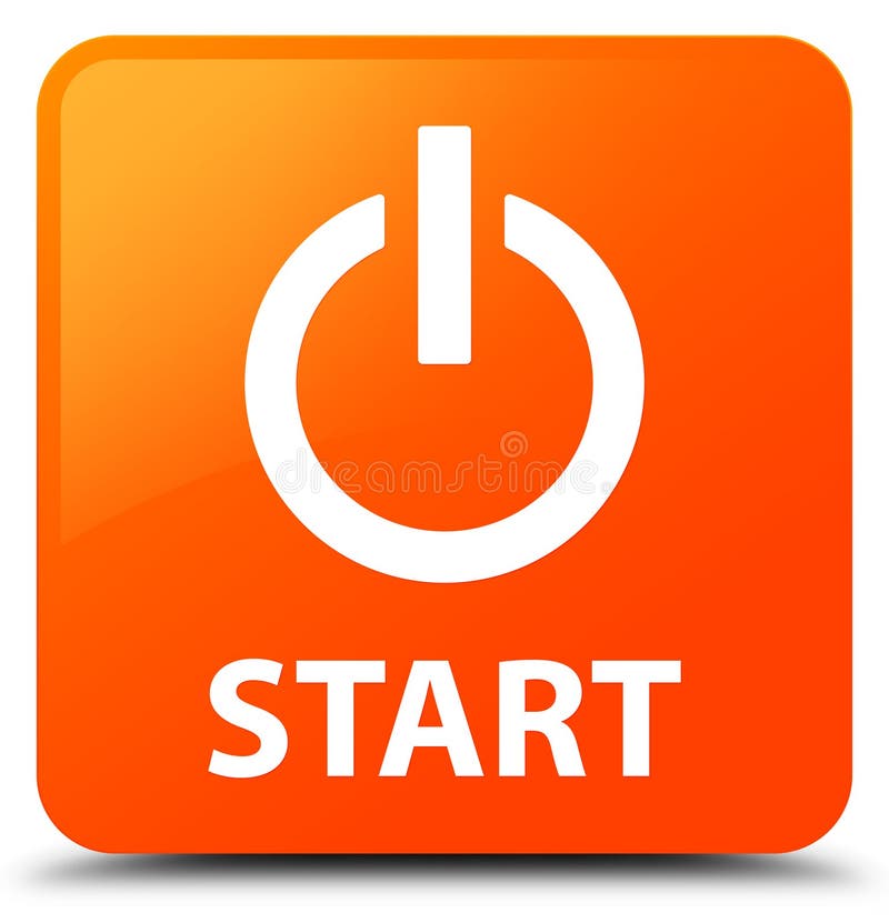 Start (power Icon) Orange Square Button Stock Illustration ...