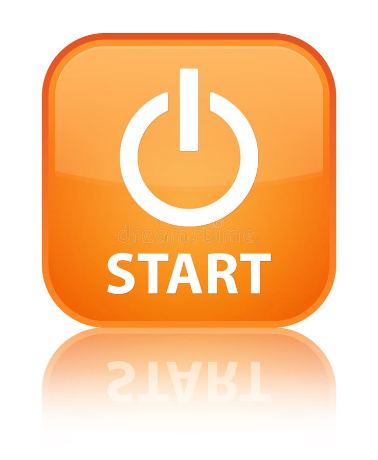 Start (power Icon) Special Orange Square Button Stock Illustration ...