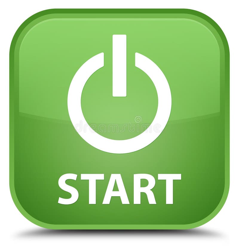 Start (power Icon) Special Soft Green Square Button Stock Illustration ...