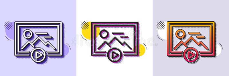 Start Presentation Line Icon. Photo Image Thumbnail Sign. Halftone ...