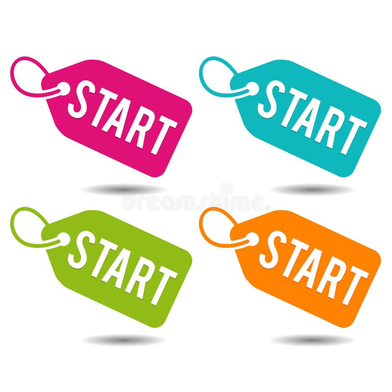 Start Price Tags Banner. Flat Button Stock Illustration - Illustration ...