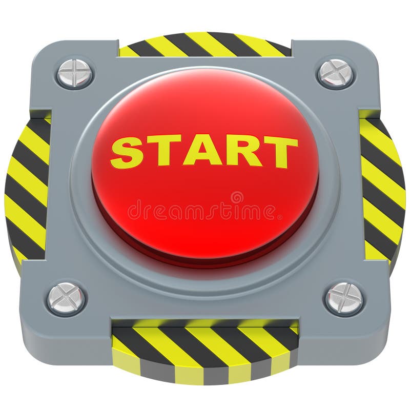 Start button, 3d red. stock vector. Illustration of reflection - 13319456
