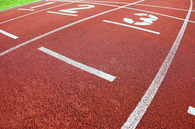 Start. Red Running Racetrack on the Outdoor Athletic Stadium Stock ...