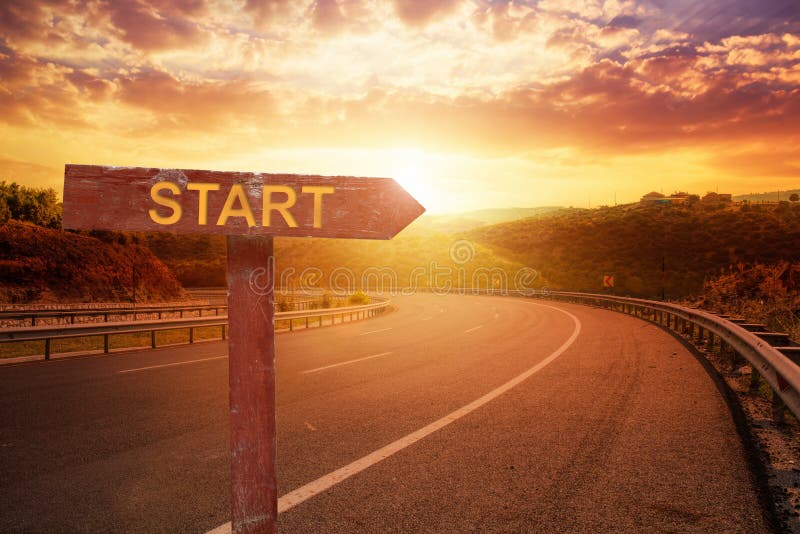 Start on Road in Countryside Stock Image - Image of summer, receding ...