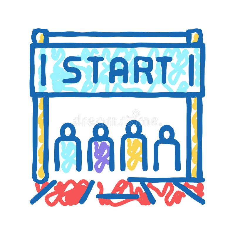 Start of Run Icon Doodle Illustration Stock Illustration - Illustration ...