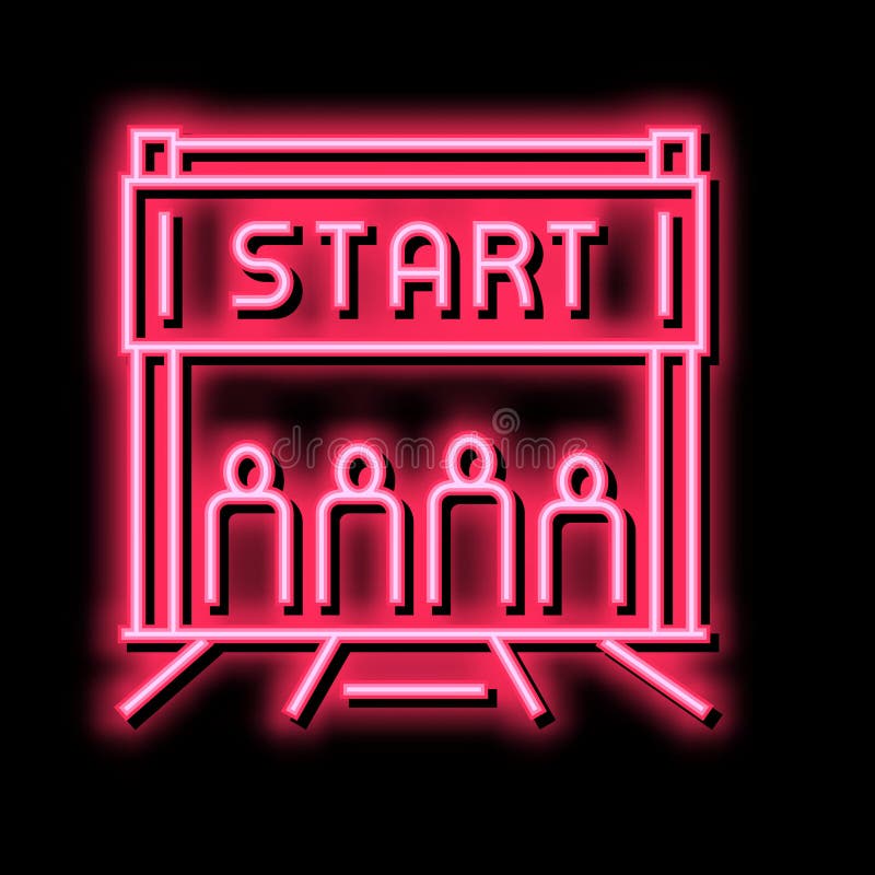 Start of Run Neon Glow Icon Illustration Stock Vector - Illustration of ...