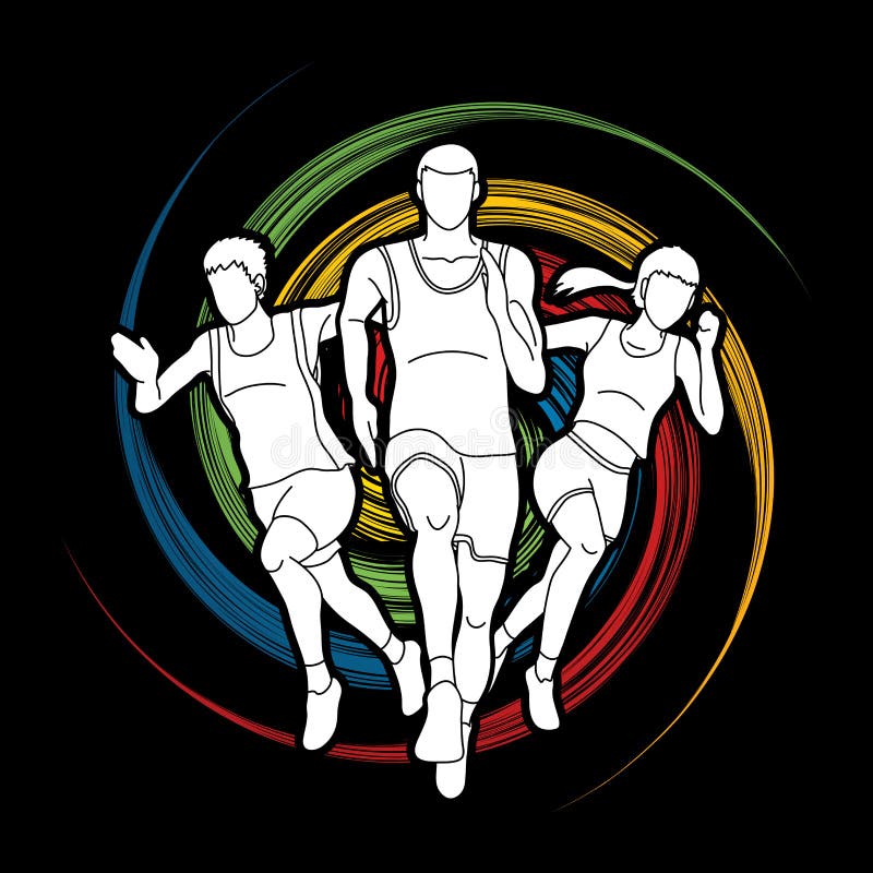 Start Running, Marathon Runner Together Graphic Vector. Stock Vector ...