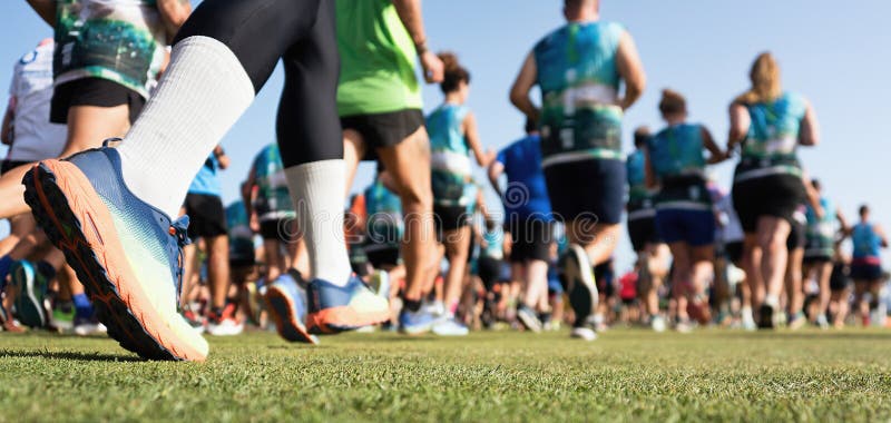 The Start of a Running Race, a Large Group of Runners Stock Photo ...