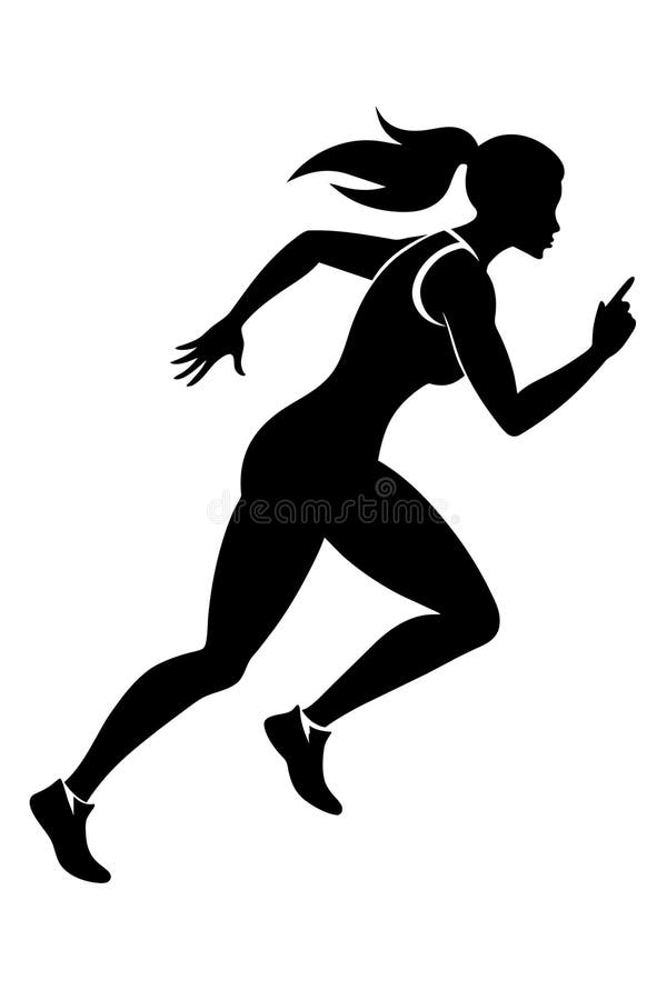 Start Running Sprint Female Athlete Black, Carton Stock Vector ...