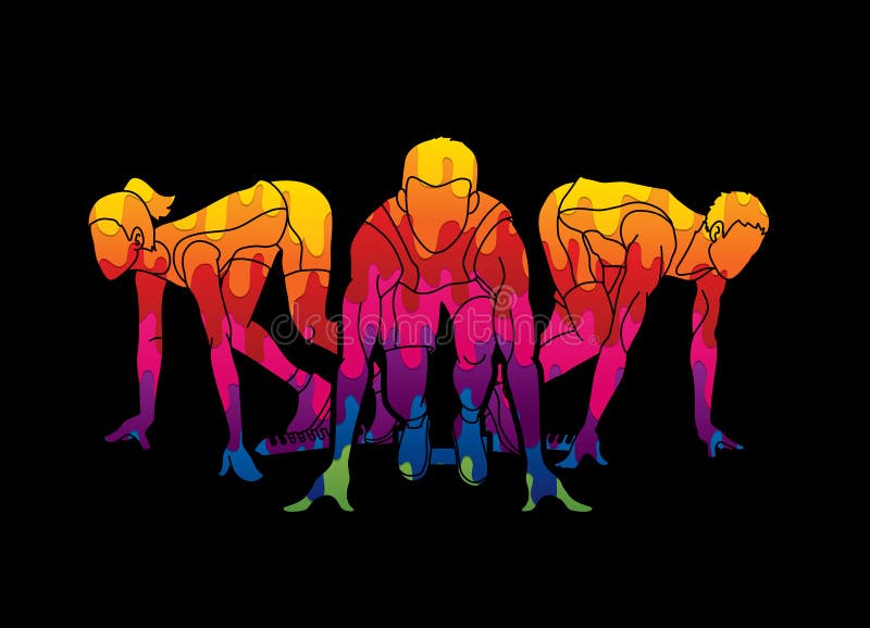 Start Running, Sprinter Prepare Running Action Graphic Vector Stock ...