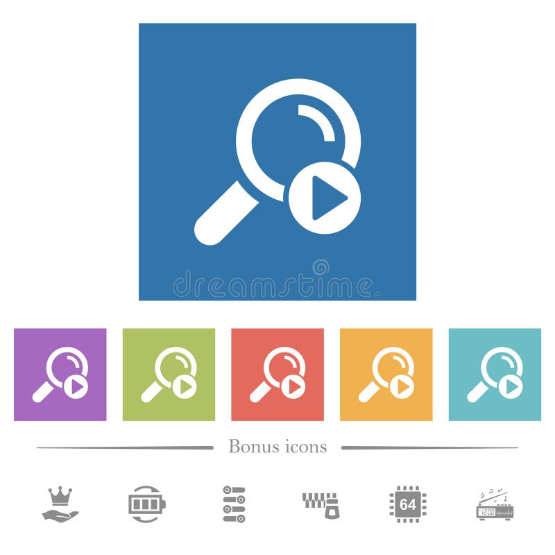 Start Search Flat White Icons in Square Backgrounds Stock Vector ...