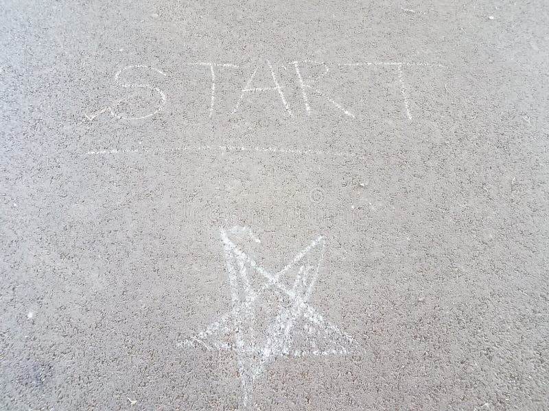 Start Sign on Ground or Asphalt with Star Stock Image - Image of line ...