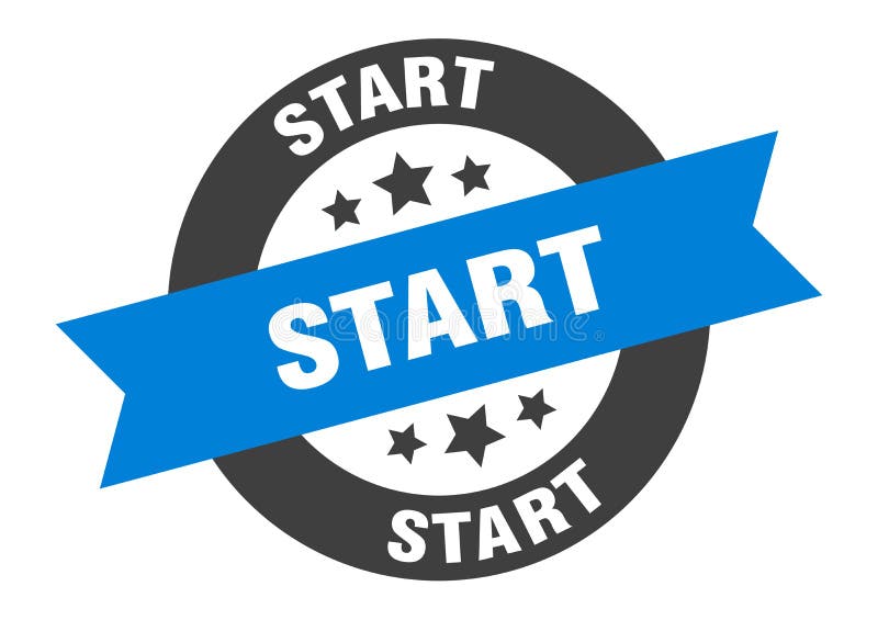 Start Sign. Round Ribbon Label Set. Seal Stock Vector - Illustration of ...