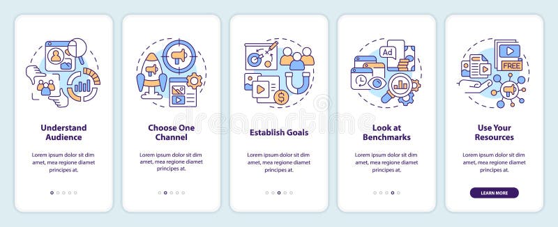 Start Social Media Advertising Onboarding Mobile App Screen Stock ...