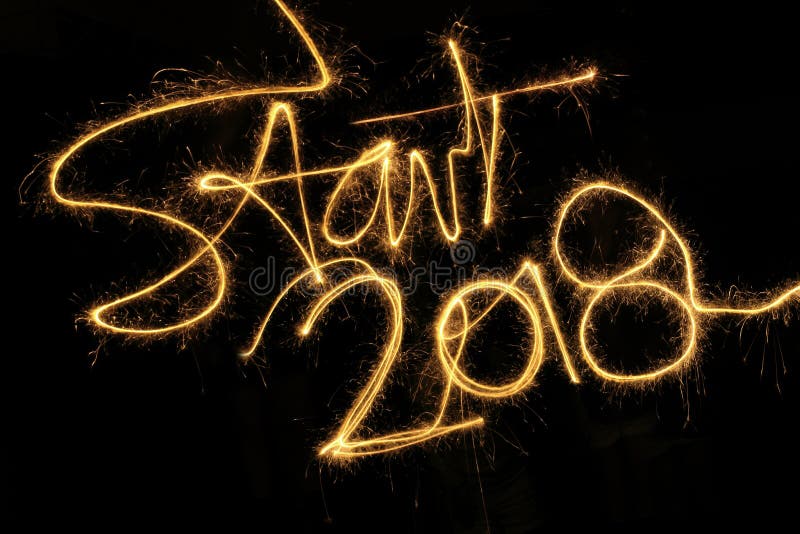 Start 2018 Sparkler on a Black Background Stock Photo - Image of gold ...