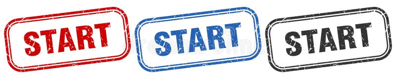Start Square Isolated Sign Set. Start Stamp Stock Vector - Illustration ...