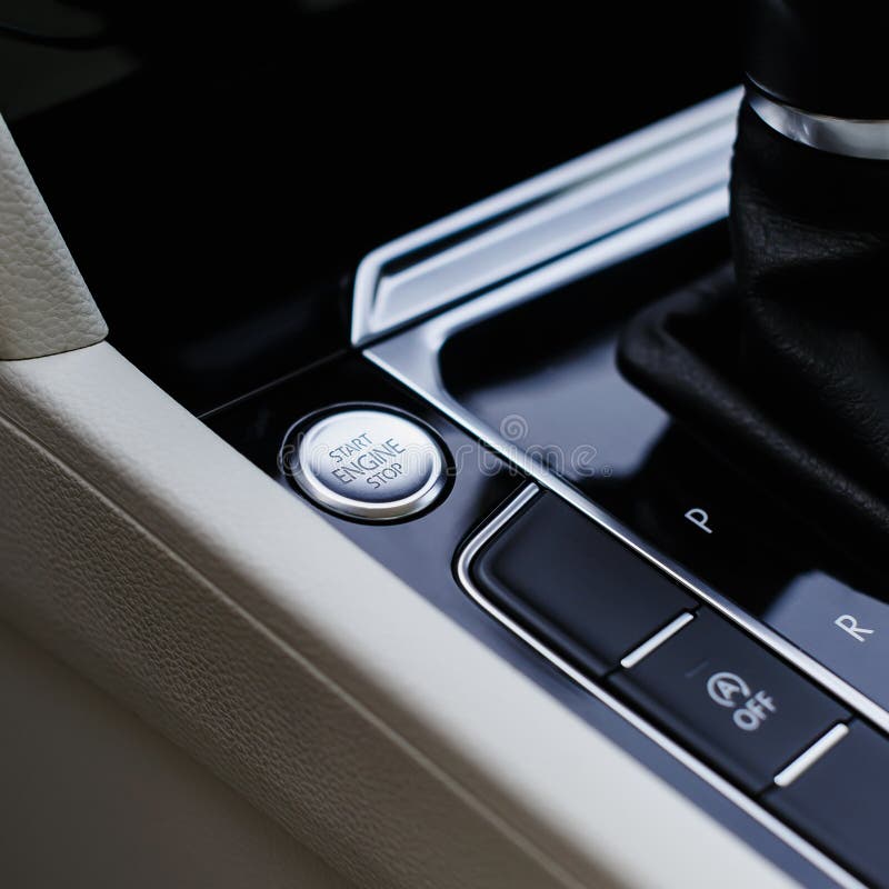 Start Stop button in car stock photo. Image of detail - 255787552