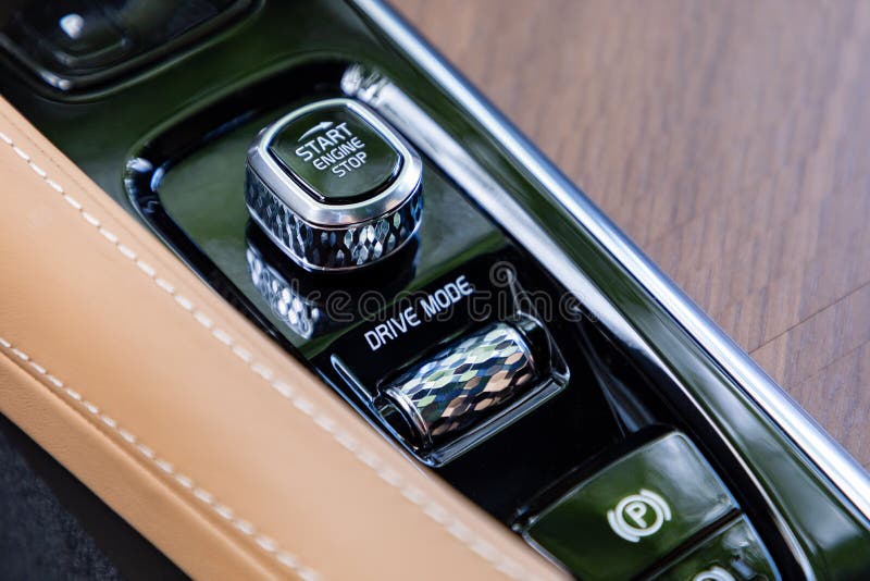 Start-stop button in a car stock photo. Image of start - 192820984