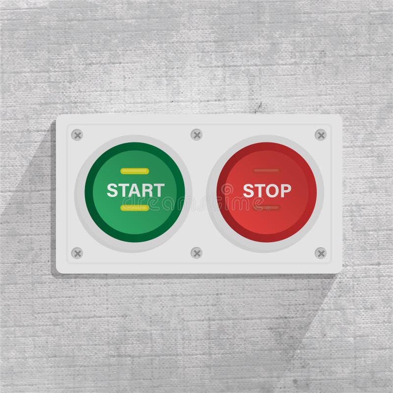 Start and Stop Button in Gray Background Stock Vector - Illustration of ...