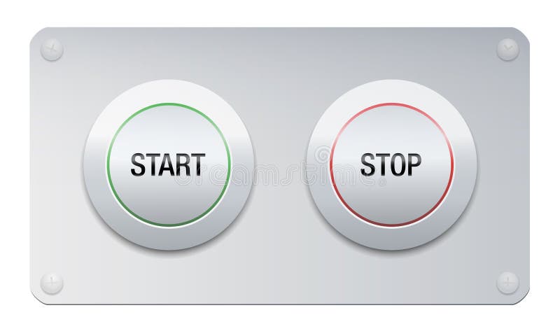 Start Stop Buttons Chrome Surface Stock Vector - Illustration of player ...