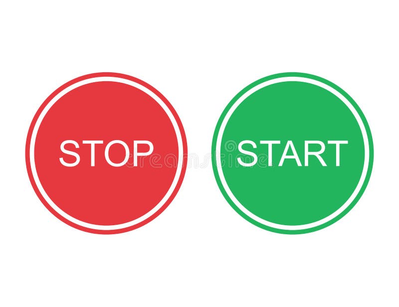 Start and Stop Buttons in Red and Green Colors. Round Power Off and on ...