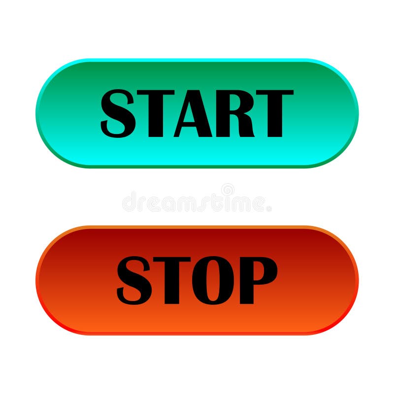 Start and Stop Buttons. Web Buttons. Press Button Icon Vector. UI ...