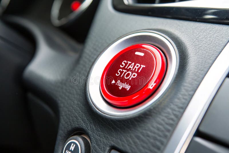 Start Stop Car Engine Button â€ Glowing Red Macro Close-up Stock ...