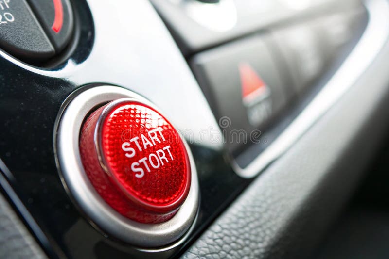 Start Stop Car Engine Button â€ Glowing Red in Macro Shot Stock ...