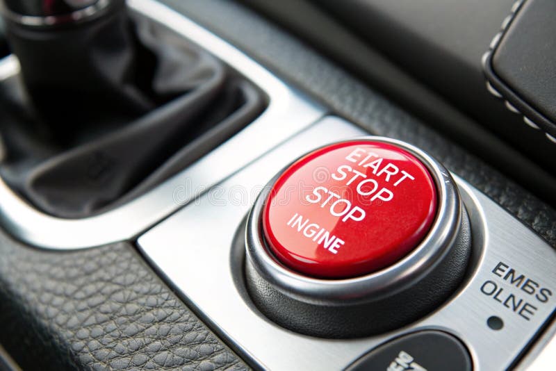 Start-Stop Car Engine Red Button Macro Shot Stock Illustration ...