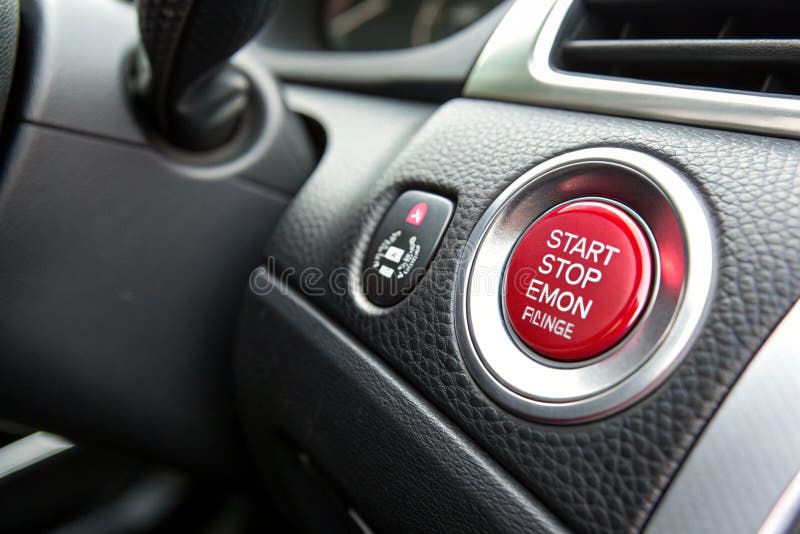 Start-Stop Car Engine Red Button Macro Shot Stock Illustration ...