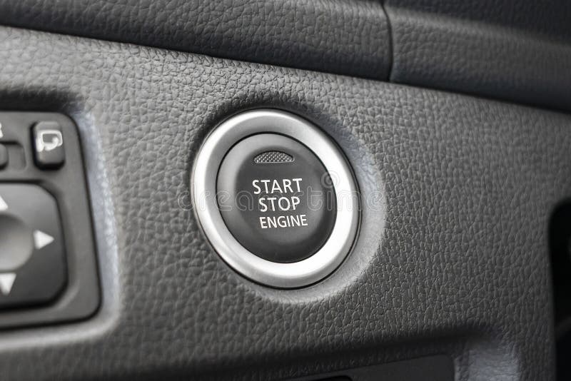 Start Stop Engine Button in the Car Interior Close-up Stock Photo ...
