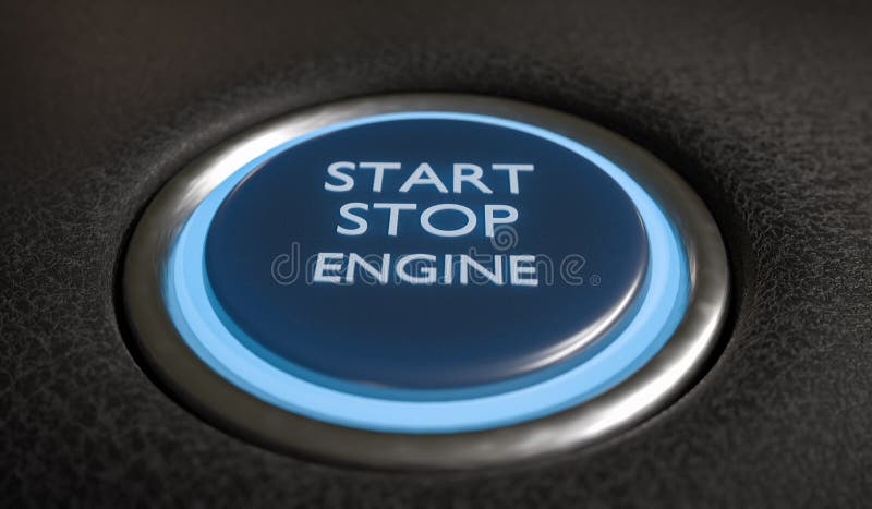 Start Stop Engine Button in Car Interior. 3D Rendered Illustration ...