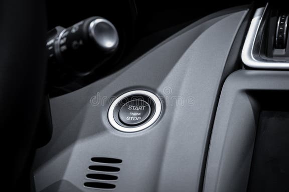 Start and Stop Engine Button in a Modern Car Editorial Photo - Image of ...