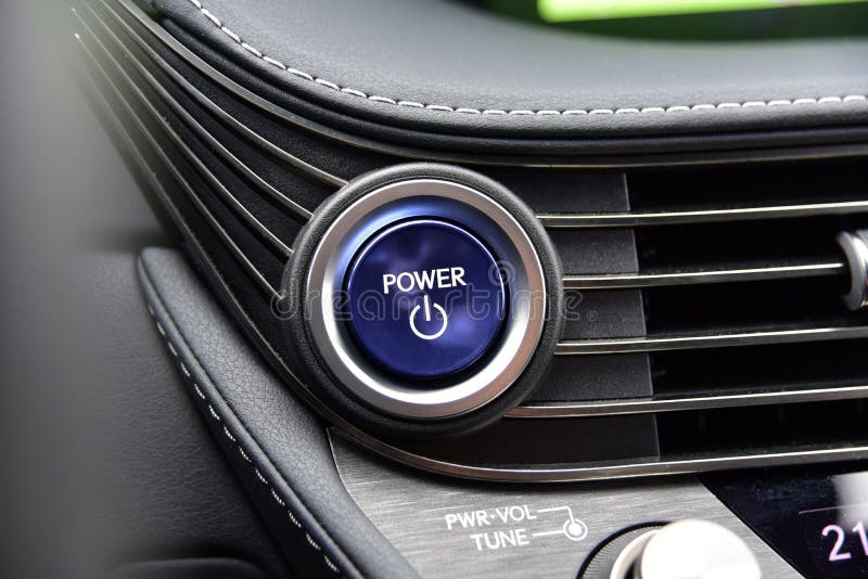 Start Stop Engine Button on a Modern Car Dashboard Stock Image - Image ...