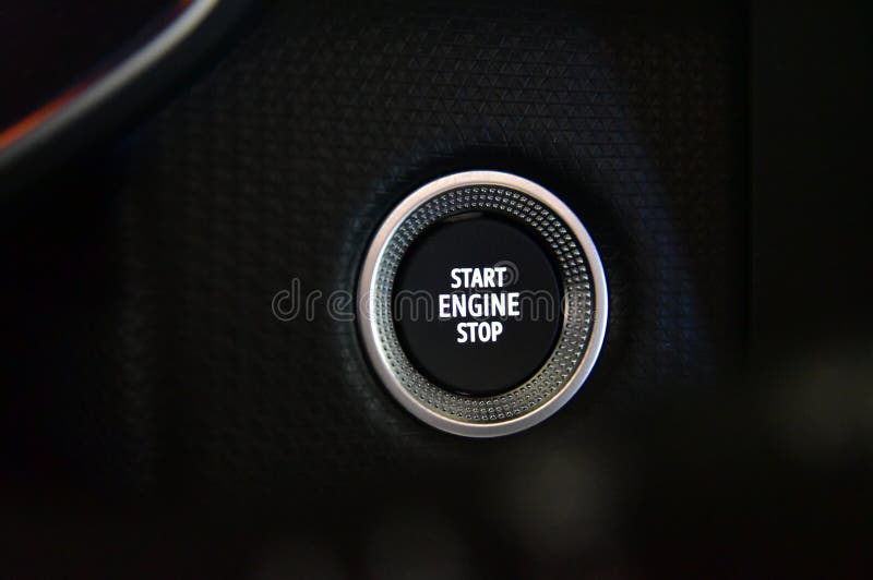 Start Stop Engine Button on a Modern Car Dashboard Stock Image - Image ...