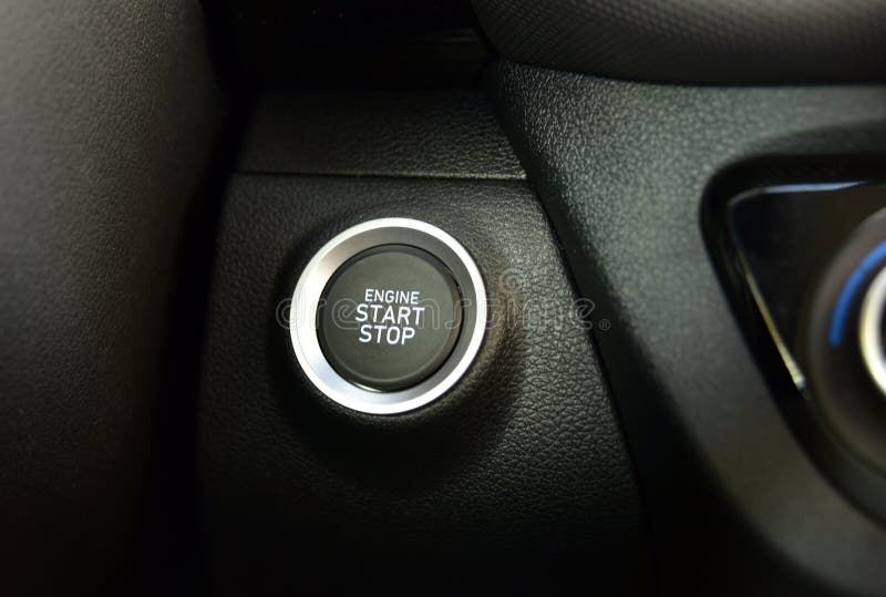 Start Stop Engine Button on a Modern Car Dashboard Stock Image - Image ...