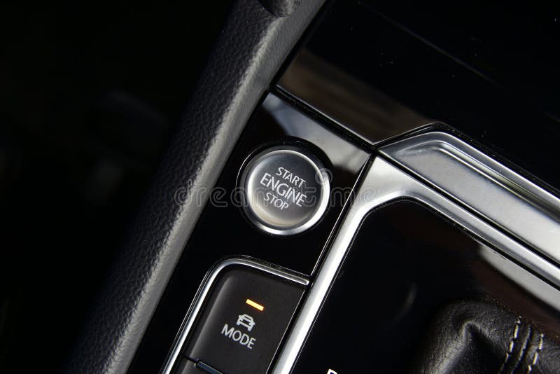 Start Stop Engine Button on a Modern Car Dashboard Stock Image - Image ...