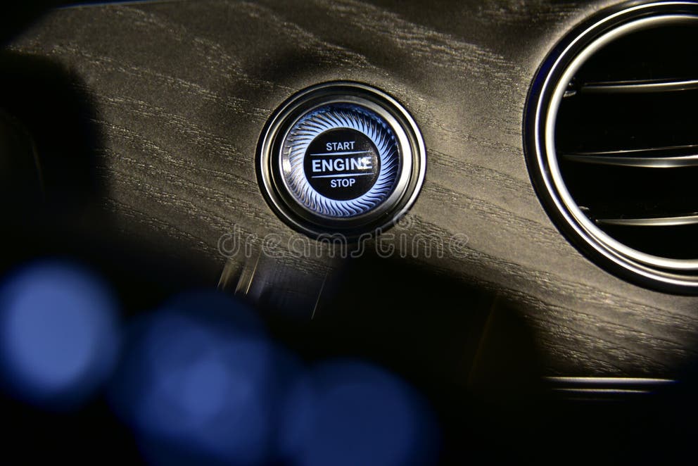Start Stop Engine Button on a Modern Car Dashboard Stock Image - Image ...