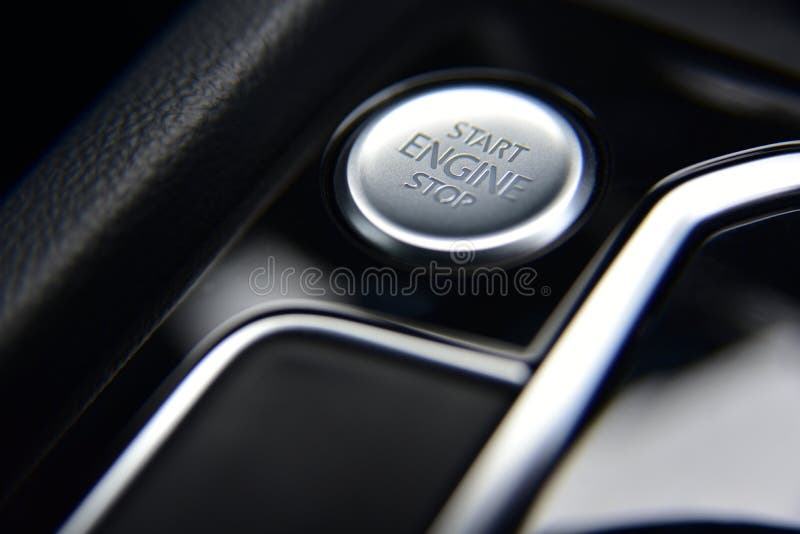 Start Stop Engine Button on a Modern Car Dashboard Stock Image - Image ...