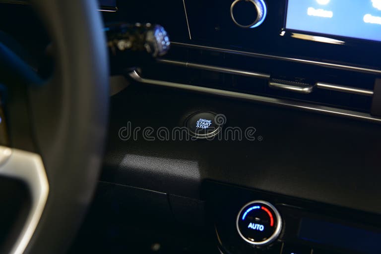 Start Stop Engine Button on a Modern Car Dashboard Stock Photo - Image ...