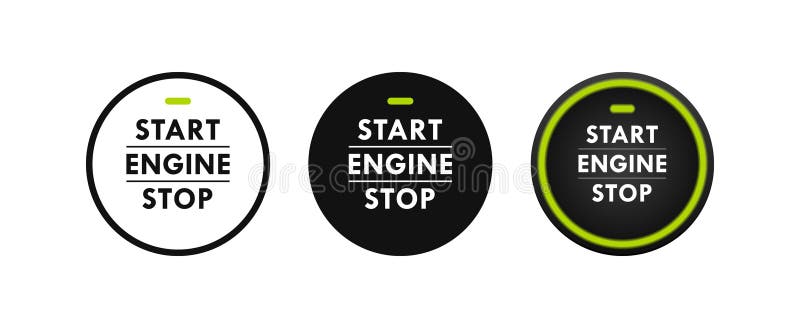 Start Stop Engine Button Set. Engine Starting and Stopping System ...