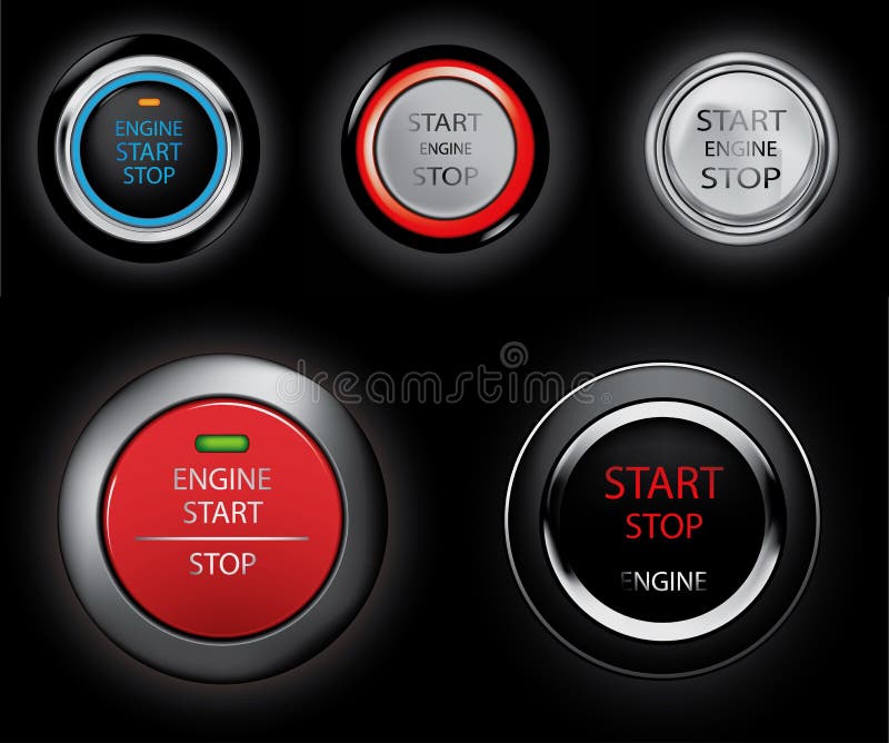 Start stop engine buttons stock vector. Illustration of power - 33745265
