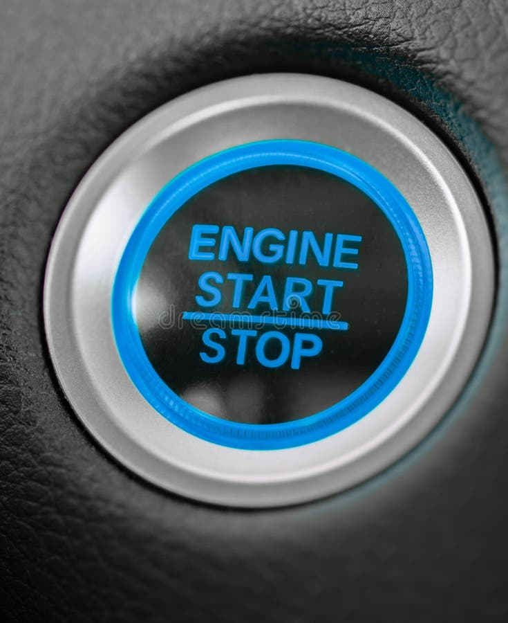 Start Stop Engine Car Blue Button Stock Photo - Image of automobile ...