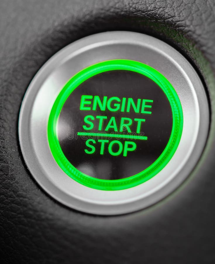 Start Stop Engine Car Green Button Stock Image - Image of lighting ...