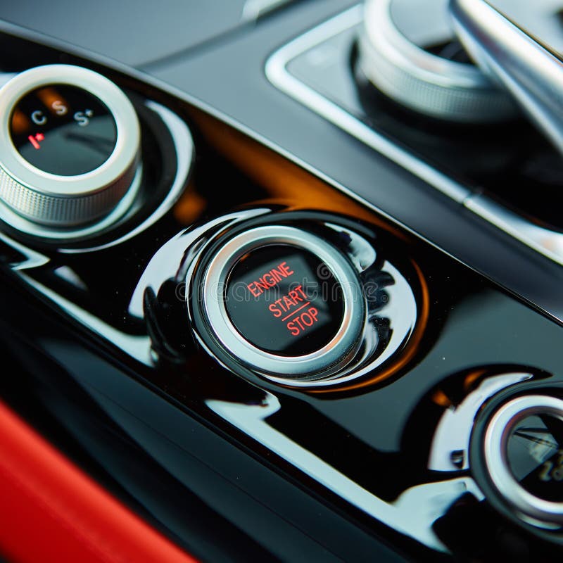 Start Stop Engine Modern New Car Button Stock Image - Image of sign ...