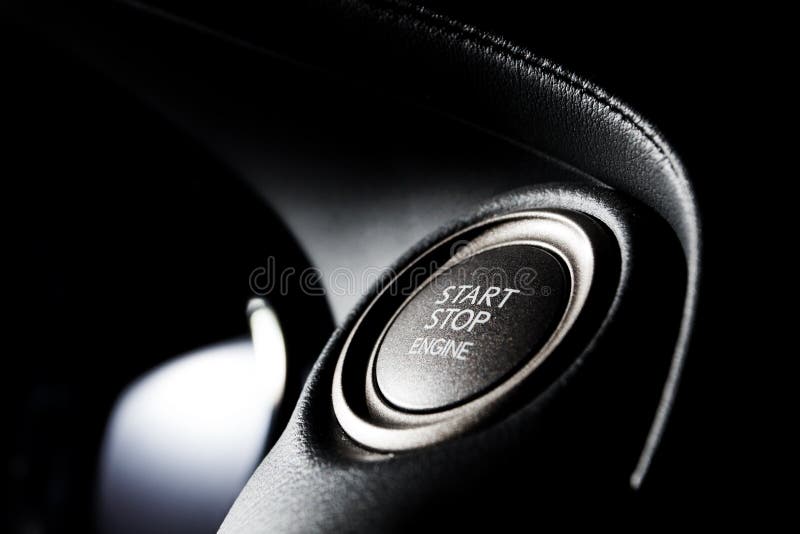 Start Stop Engine Modern New Car Button Stock Photo - Image of starter ...